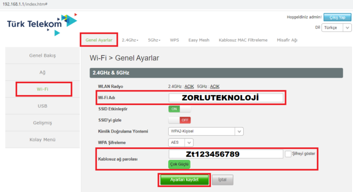 ARCADYAN ARC-VLAX1800 11AX WİFİ ŞİFRE DEĞİŞTİRME - zorluteknoloji
