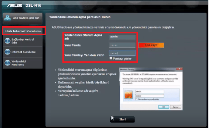 ASUS DSL-N16 MODEM AYARLARI - zorluteknoloji